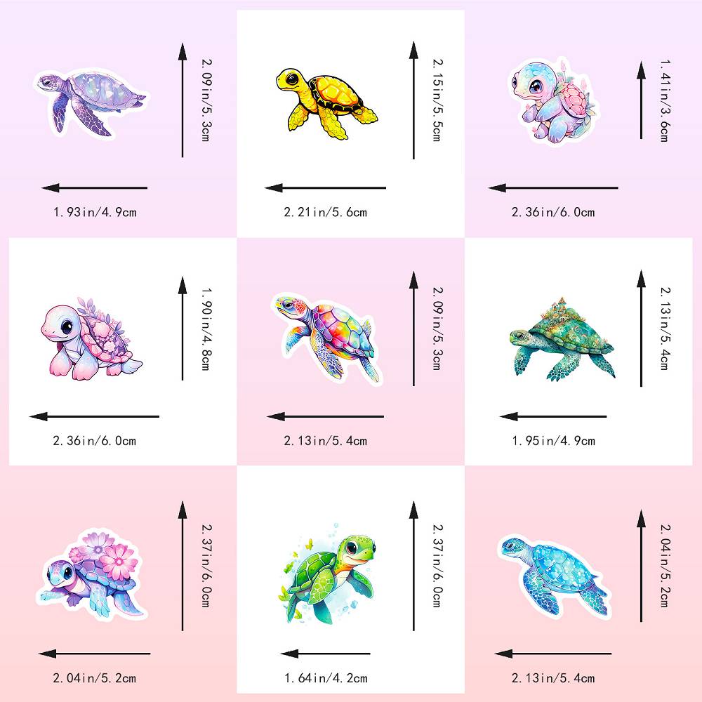 50 blue sea turtle stickers cartoon turtle graffiti stickers colorful ...